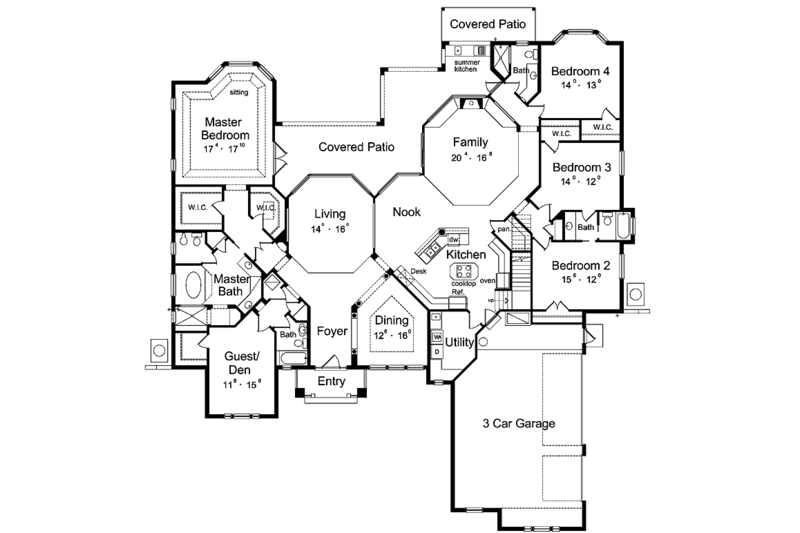 Colonial Style House Plan - 5 Beds 4 Baths 3723 Sq/Ft Plan #417-666 ...