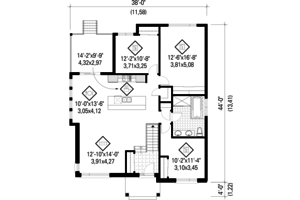 Contemporary Style House Plan - 3 Beds 1 Baths 1436 Sq/Ft Plan #25-4464 ...
