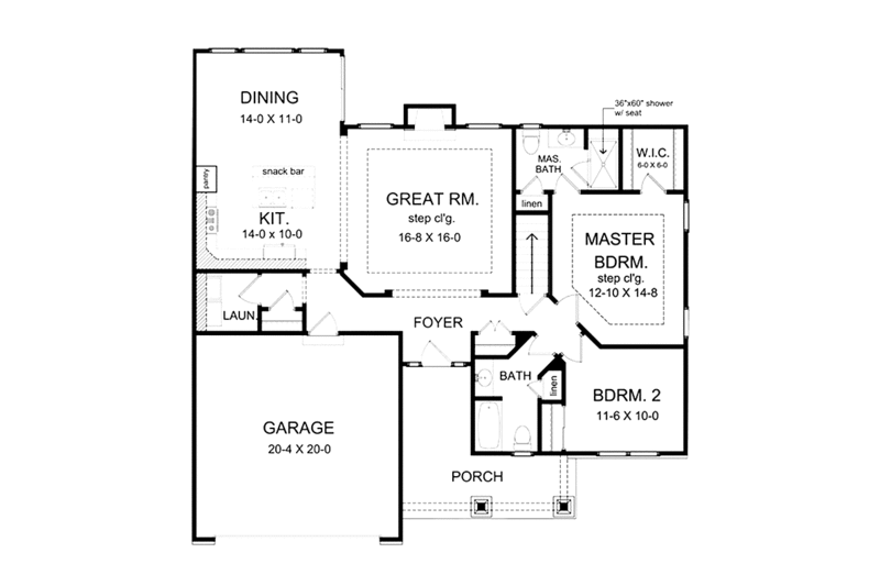 Ranch Style House Plan - 2 Beds 2 Baths 1350 Sq/Ft Plan #1010-21 ...