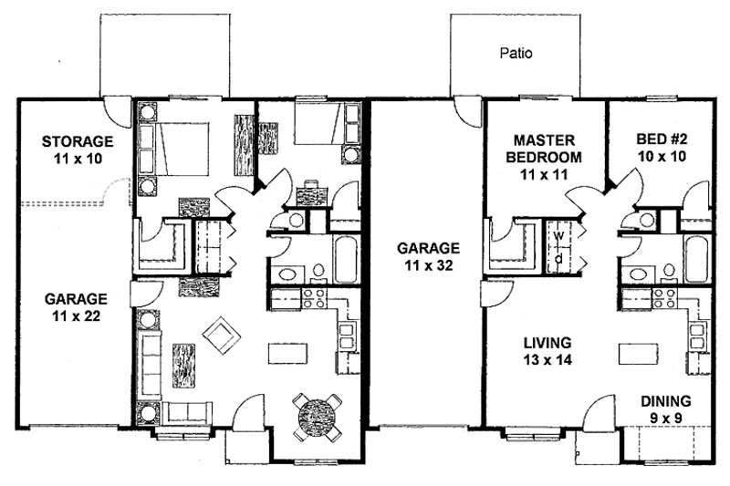 Traditional Style House Plan - 4 Beds 2 Baths 1462 Sq/Ft Plan #58-232 ...