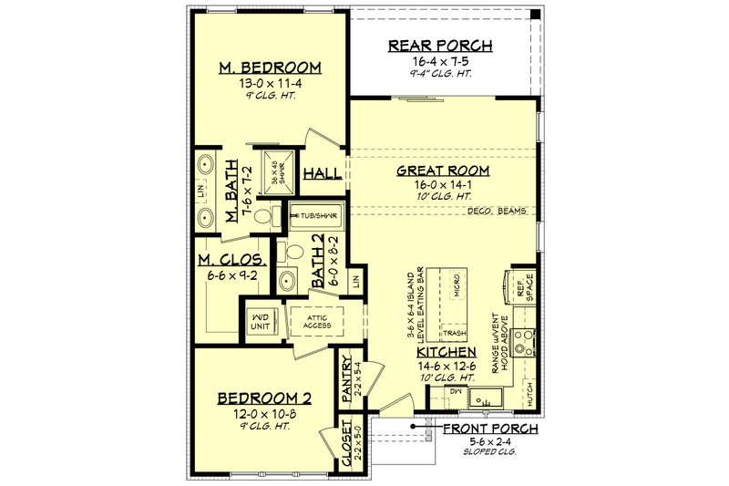 Farmhouse Style House Plan - 2 Beds 2 Baths 1000 Sq/Ft Plan #430-330 ...