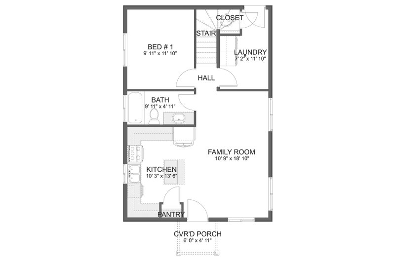 Craftsman Style House Plan - 3 Beds 2 Baths 1229 Sq/Ft Plan #1060-286 ...