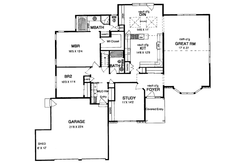 Ranch Style House Plan - 2 Beds 2 Baths 2002 Sq/Ft Plan #316-169 ...