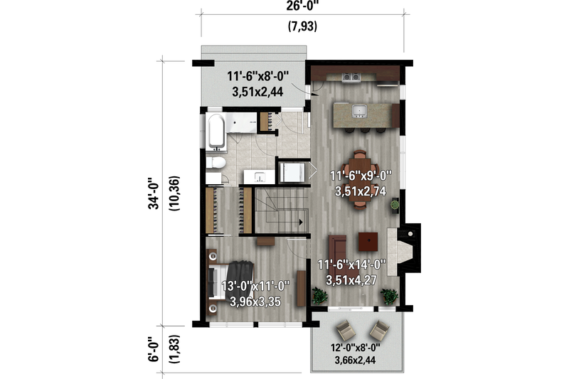 Contemporary Style House Plan - 3 Beds 1 Baths 1563 Sq/Ft Plan #25-4932 ...