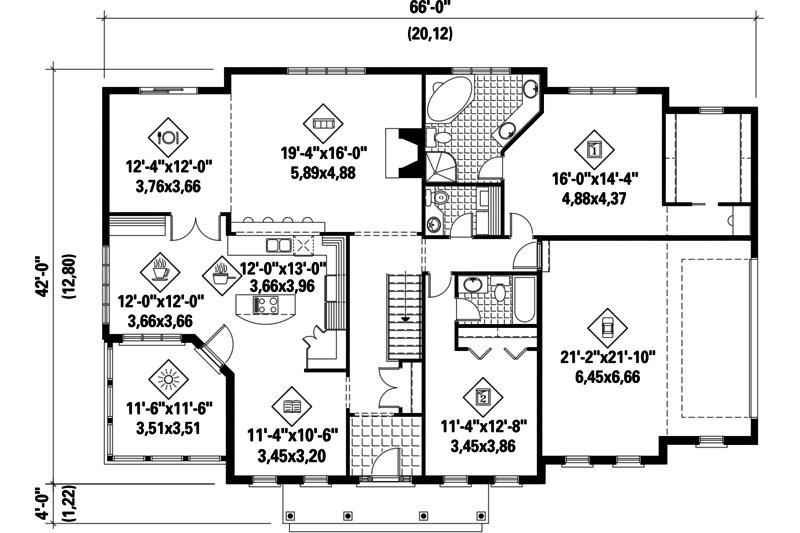 Classical Style House Plan - 2 Beds 2 Baths 1983 Sq/Ft Plan #25-4822 ...
