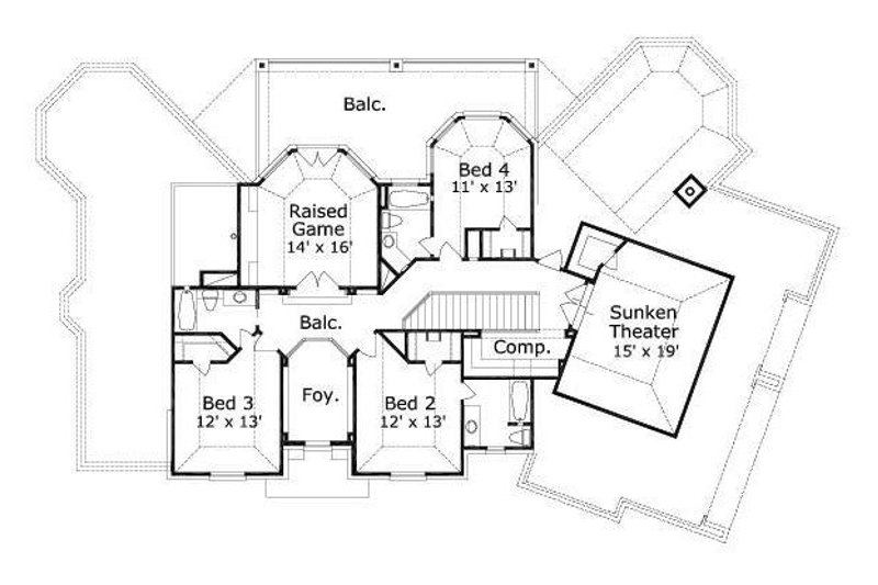 European Style House Plan - 4 Beds 4.5 Baths 4404 Sq/Ft Plan #411-412 ...