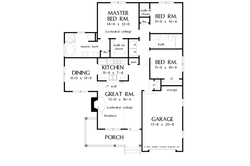 Country Style House Plan - 3 Beds 2 Baths 1350 Sq/Ft Plan #929-386 ...