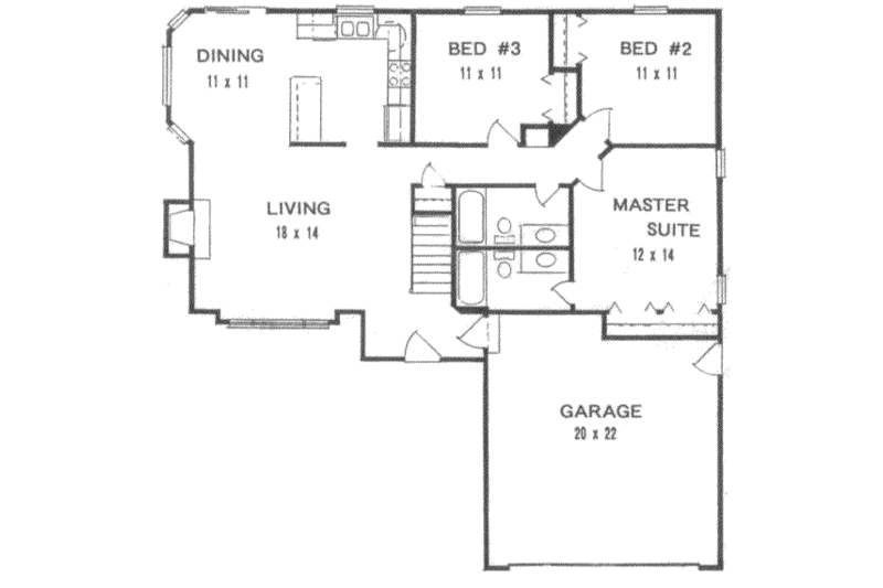 Traditional Style House Plan - 3 Beds 2 Baths 1235 Sq/Ft Plan #58-120 ...