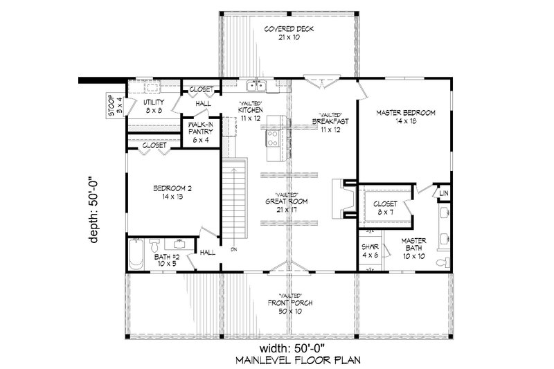 Ranch Style House Plan - 2 Beds 2 Baths 1500 Sq/Ft Plan #932-572 ...