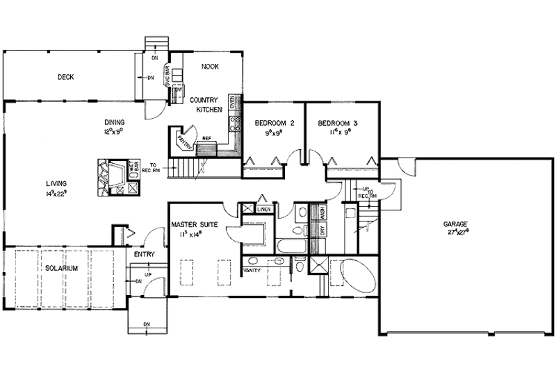 Contemporary Style House Plan - 3 Beds 2 Baths 2060 Sq/Ft Plan #60-939 ...