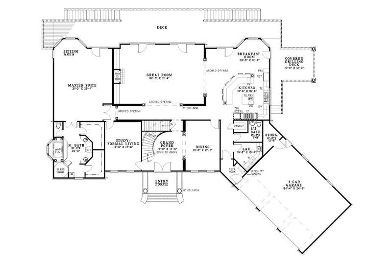 Classical Style House Plan - 5 Beds 3.5 Baths 5050 Sq/Ft Plan #17-2769 ...