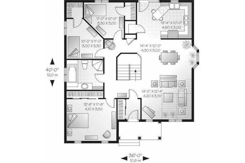 Cottage Style House Plan - 3 Beds 1 Baths 1321 Sq/Ft Plan #23-688 ...