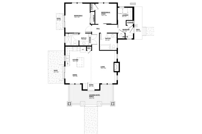 Craftsman Style House Plan - 2 Beds 2 Baths 1198 Sq/Ft Plan #895-160 ...