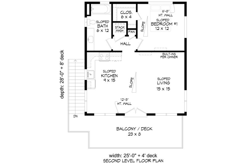 Contemporary Style House Plan - 2 Beds 2 Baths 1400 Sq/Ft Plan #932 ...