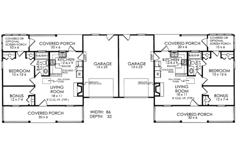 Ranch Style House Plan - 1 Beds 1 Baths 1200 Sq/Ft Plan #21-128 ...