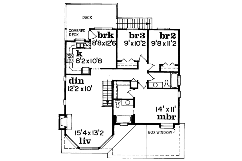 Traditional Style House Plan - 3 Beds 2 Baths 1357 Sq/Ft Plan #47-787 ...
