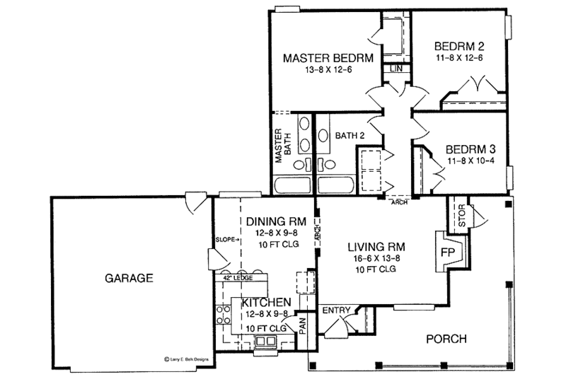 Country Style House Plan - 3 Beds 2 Baths 1302 Sq/Ft Plan #952-167 ...