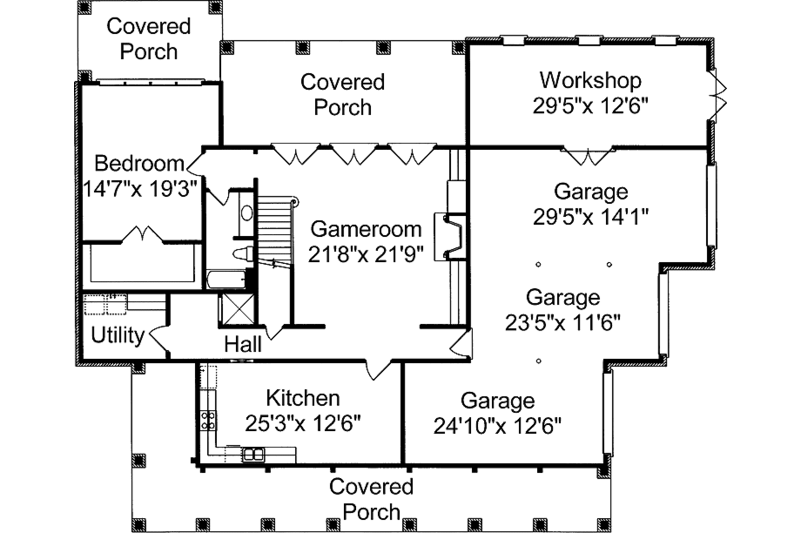 Country Style House Plan - 5 Beds 4 Baths 4044 Sq/Ft Plan #37-267 ...