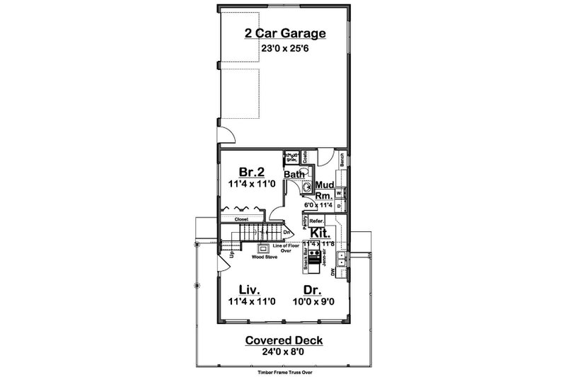 Country Style House Plan - 2 Beds 2 Baths 1152 Sq/Ft Plan #126-248 ...