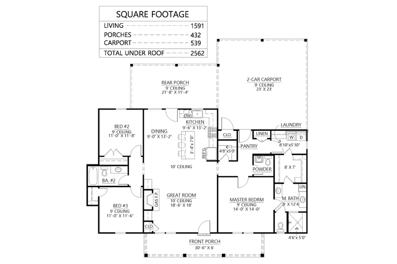 Farmhouse Style House Plan - 3 Beds 2.5 Baths 1591 Sq/Ft Plan #1074-80 ...