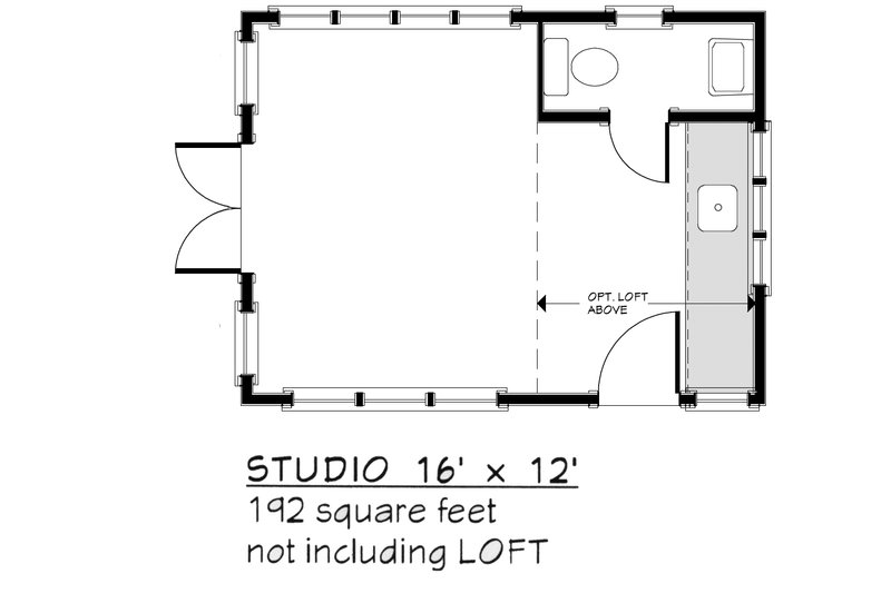 Craftsman Style House Plan - 1 Beds 1 Baths 192 Sq/Ft Plan #917-29 ...