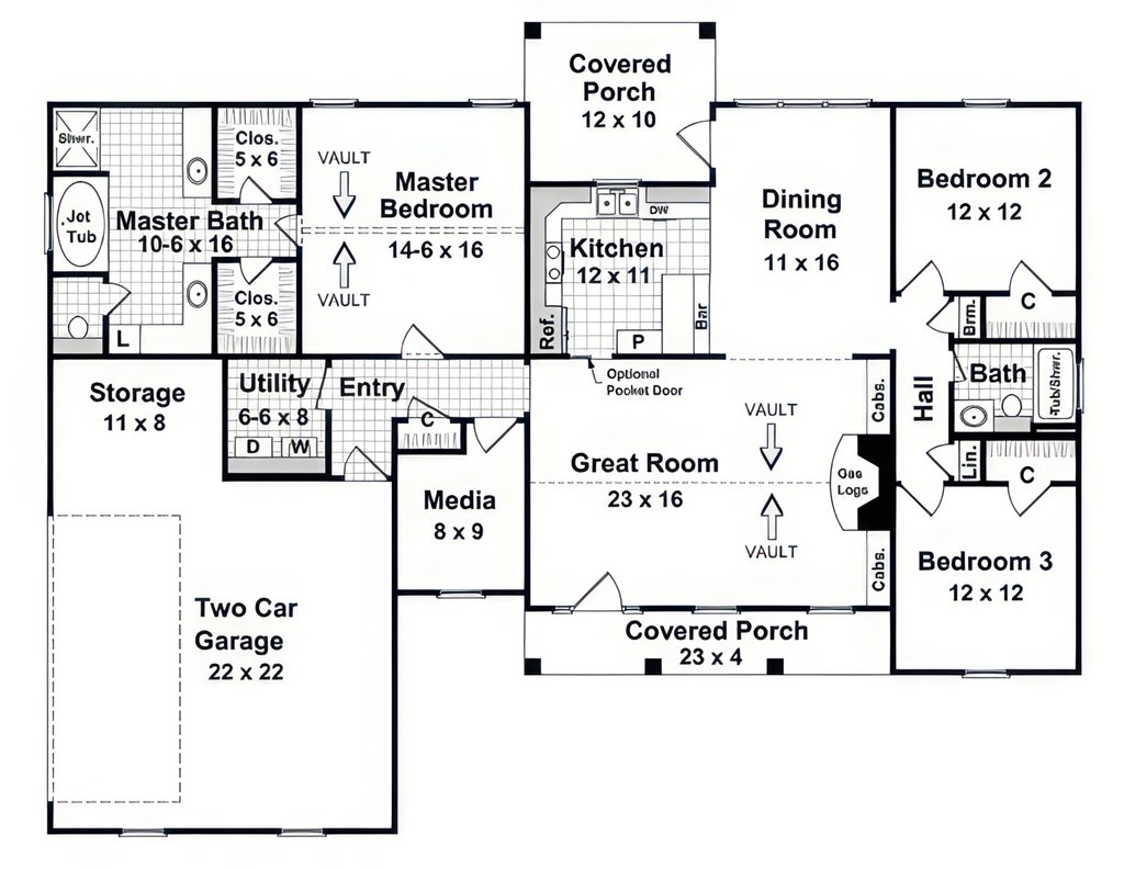 Country Style House Plan - 3 Beds 2 Baths 2577 Sq/Ft Plan #21-609 ...