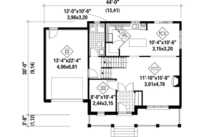 Contemporary Style House Plan - 3 Beds 2 Baths 2080 Sq/Ft Plan #25-4301 ...
