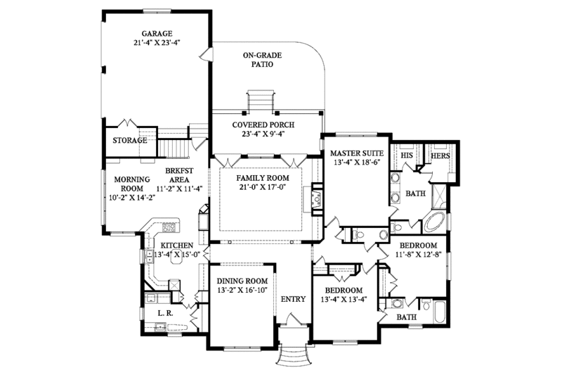 Colonial Style House Plan - 3 Beds 2.5 Baths 2636 Sq/Ft Plan #1054-2 ...