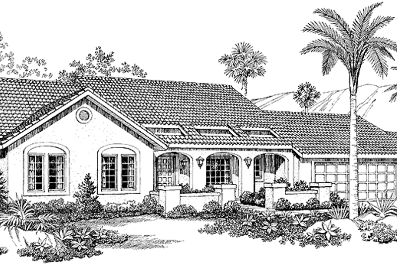 Mediterranean Style House Plan - 3 Beds 2 Baths 1830 Sq/Ft Plan #72-792 ...