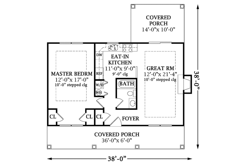 Country Style House Plan - 1 Beds 1 Baths 792 Sq/Ft Plan #456-94 ...