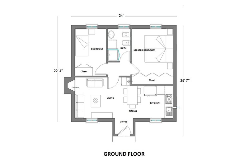 European Style House Plan - 2 Beds 1 Baths 566 Sq/Ft Plan #542-5 ...