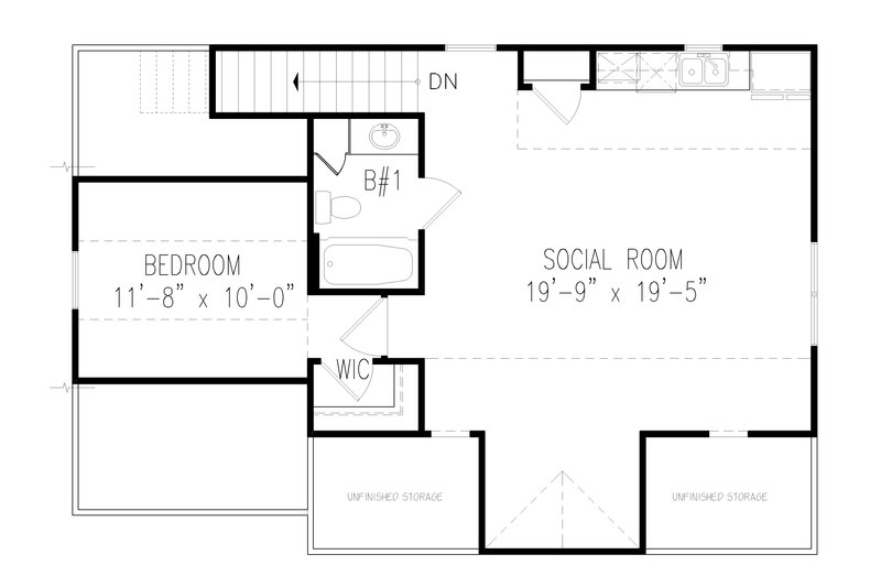 Craftsman Style House Plan - 1 Beds 1 Baths 665 Sq/Ft Plan #54-594 ...