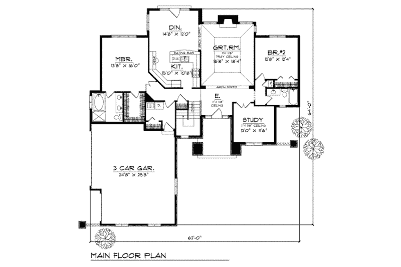 Traditional Style House Plan - 2 Beds 2 Baths 1830 Sq/Ft Plan #70-215 ...