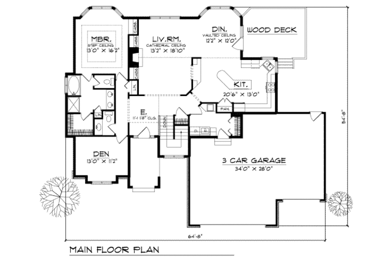 Traditional Style House Plan - 3 Beds 2.5 Baths 2795 Sq/Ft Plan #70-270 ...