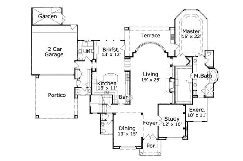 European Style House Plan - 4 Beds 3.5 Baths 4146 Sq/Ft Plan #411-195 ...