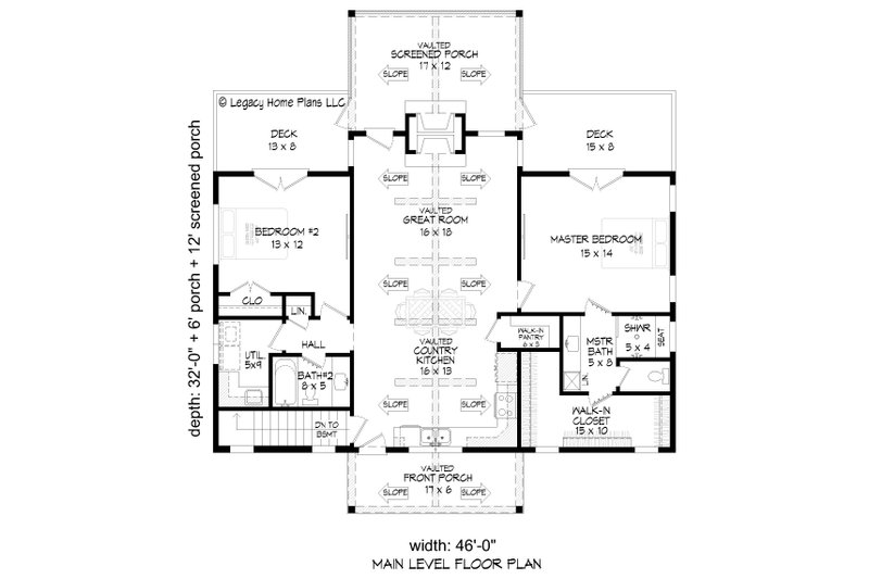 Country Style House Plan - 2 Beds 2 Baths 1300 Sq/Ft Plan #932-873 ...