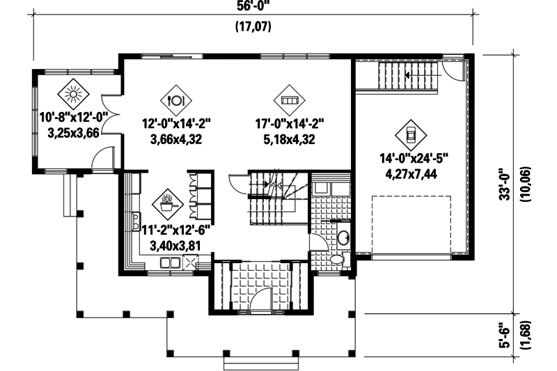 Country Style House Plan - 3 Beds 1 Baths 1953 Sq/Ft Plan #25-4375 ...