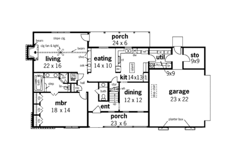 Country Style House Plan - 4 Beds 2.5 Baths 2367 Sq/Ft Plan #45-352 ...