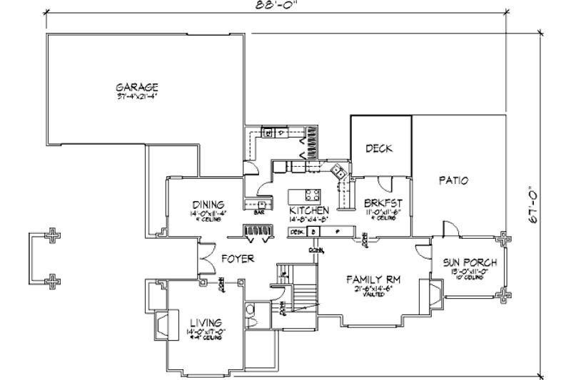 Traditional Style House Plan - 3 Beds 3 Baths 3367 Sq/Ft Plan #320-341 ...