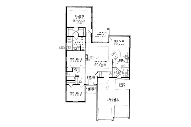 Country Style House Plan - 3 Beds 2 Baths 1379 Sq/Ft Plan #17-2651 ...