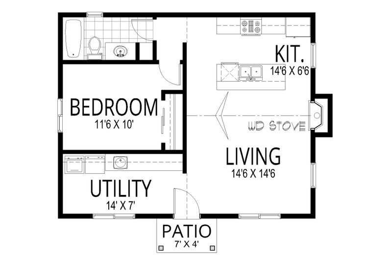 Craftsman Style House Plan - 1 Beds 1 Baths 720 Sq/Ft Plan #112-292 ...