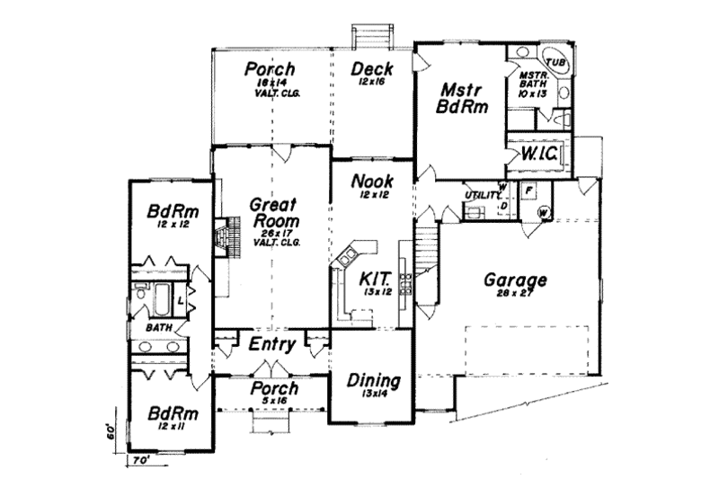 Traditional Style House Plan - 4 Beds 3 Baths 2194 Sq/Ft Plan #52-118 ...