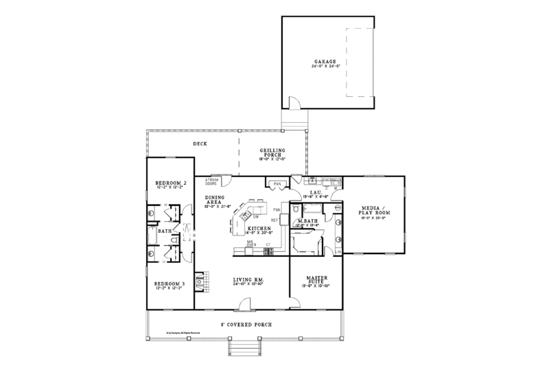 Country Style House Plan - 3 Beds 2 Baths 2247 Sq/Ft Plan #17-3363 ...
