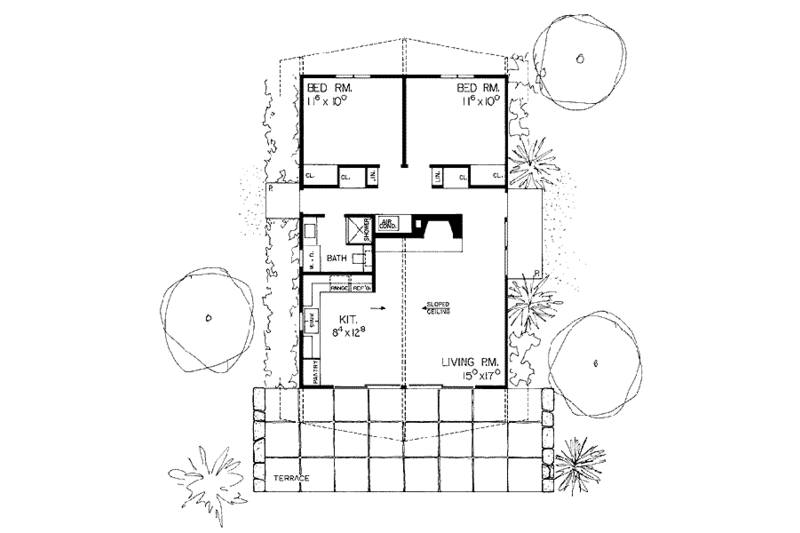 Contemporary Style House Plan - 2 Beds 1 Baths 864 Sq/Ft Plan #72-229 ...