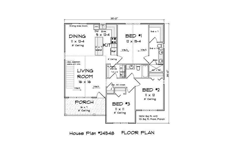 Cottage Style House Plan - 3 Beds 2 Baths 1304 Sq/Ft Plan #513-2341 ...