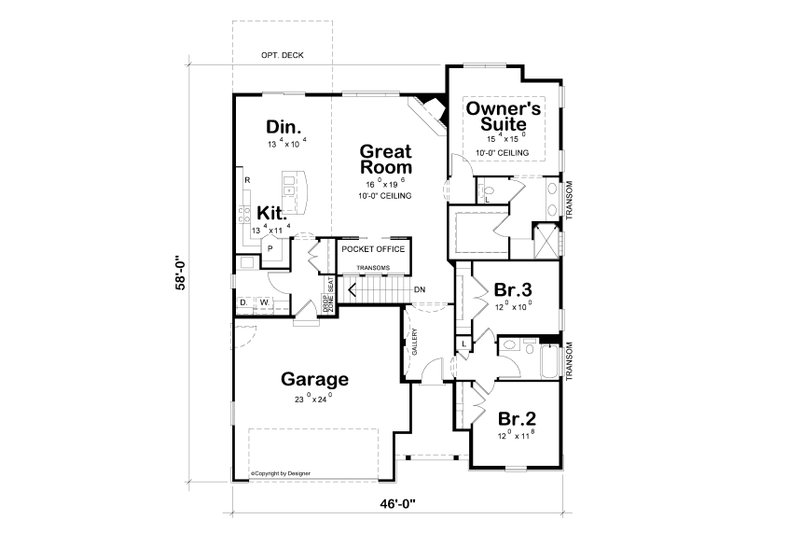 Mediterranean Style House Plan - 3 Beds 2 Baths 2080 Sq/Ft Plan #20 ...
