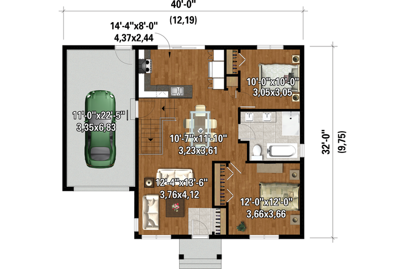Farmhouse Style House Plan - 2 Beds 1 Baths 896 Sq/Ft Plan #25-4946 ...