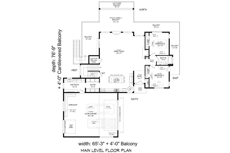 Contemporary Style House Plan - 4 Beds 3 Baths 4530 Sq/Ft Plan #932-1273 - Houseplans.com