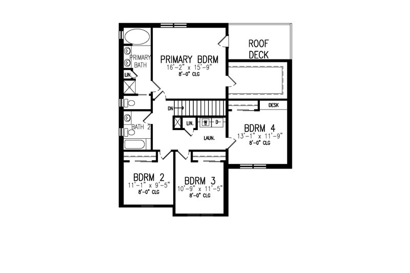 Traditional Style House Plan - 4 Beds 2.5 Baths 2212 Sq/Ft Plan #497-65 ...
