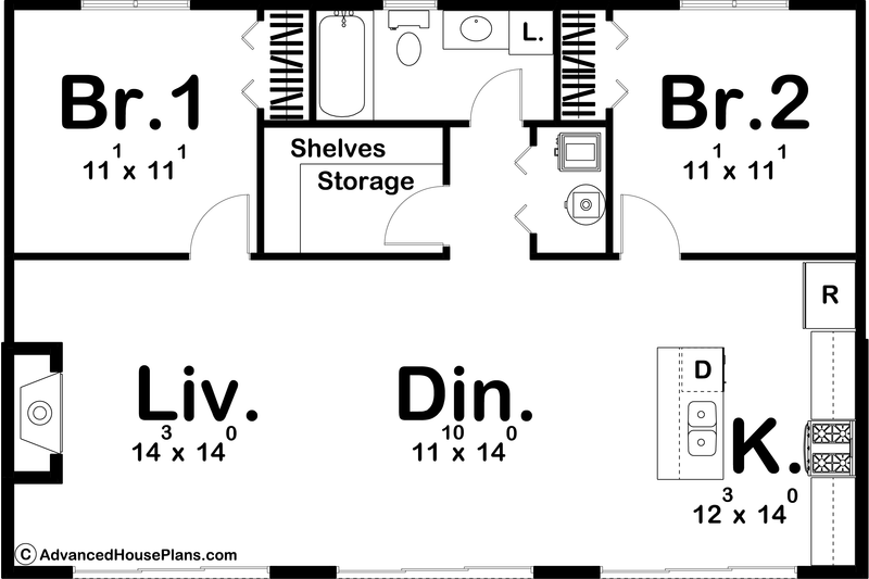 Modern Style House Plan - 2 Beds 1 Baths 1014 Sq/Ft Plan #455-319 - Houseplans.com